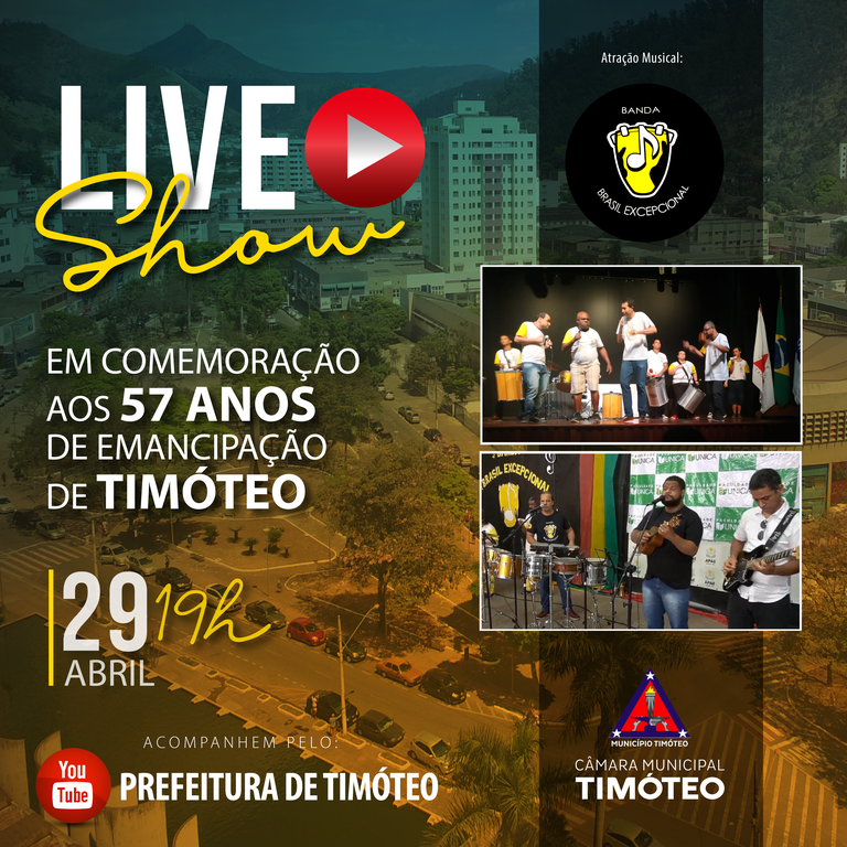 Timóteo celebra 57 anos com live musical — Câmara Municipal de Timóteo